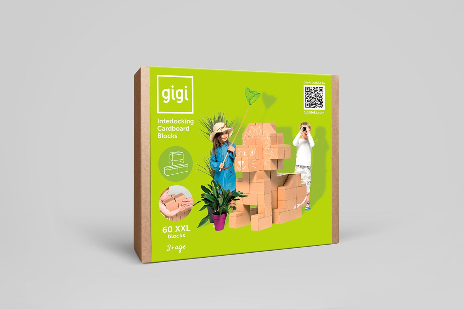 Mega Cardboard Building Blocks 60XXL GIGI Bloks Set | Big Interlocking ...