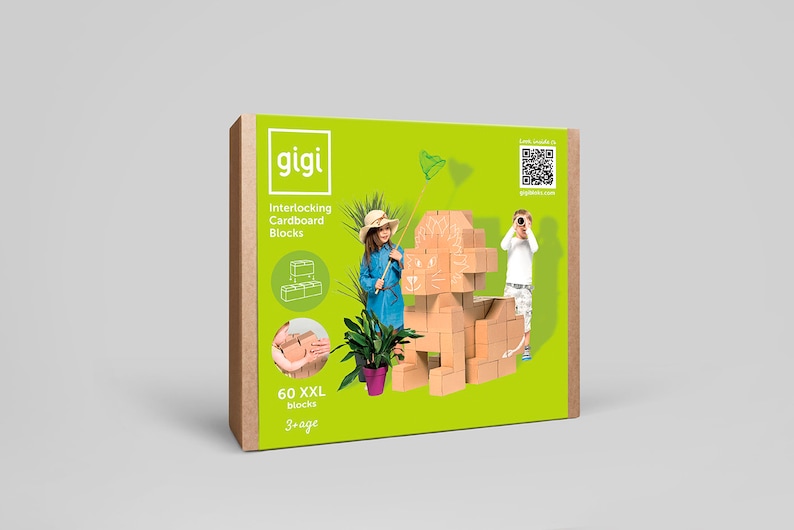 Mega Cardboard Building Blocks 60XXL GIGI Bloks Set | Big Interlocking ...