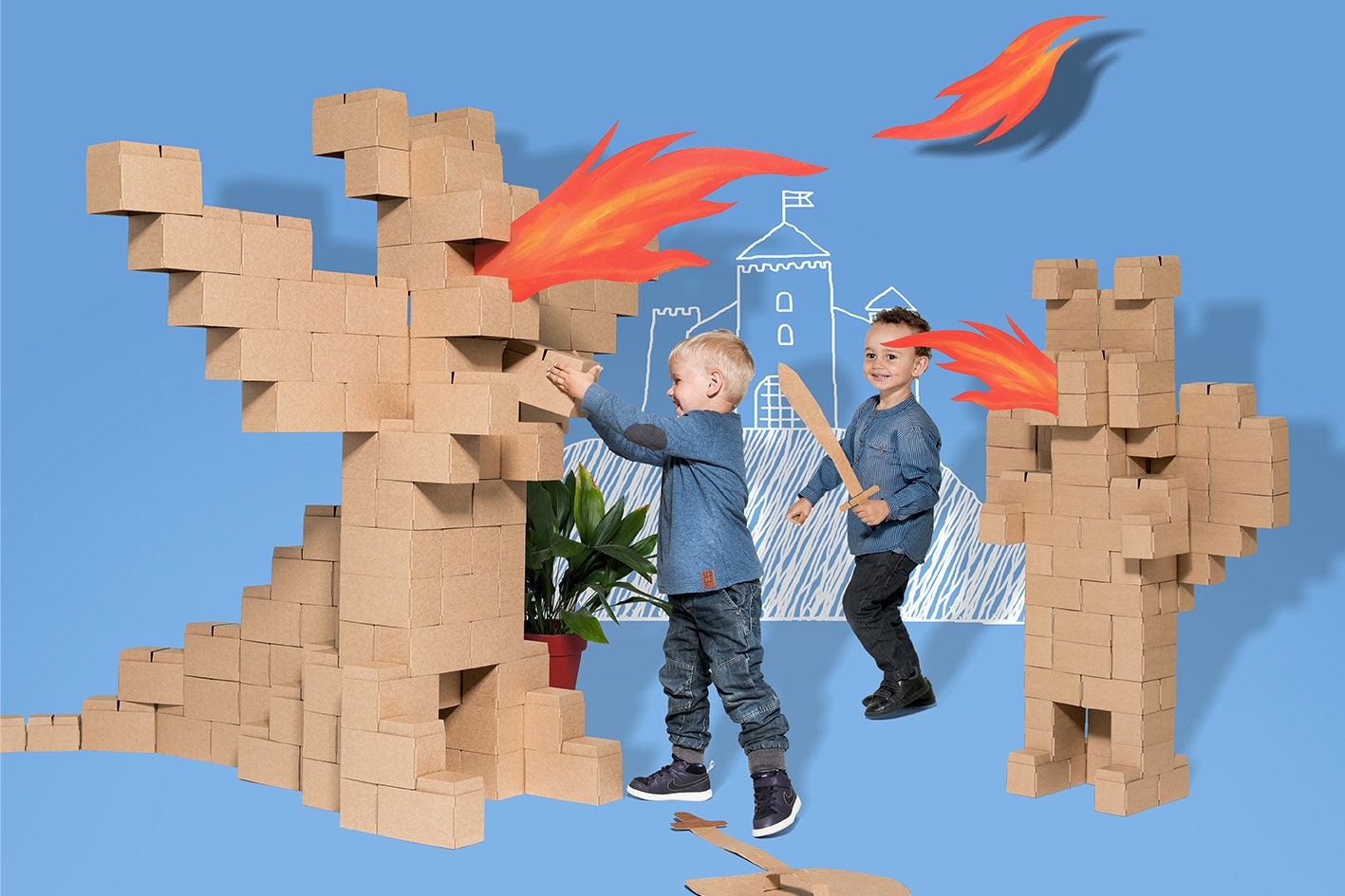 Large Building Blocks | 100 XXL Piece Playset for Kids | Build Fortress ...