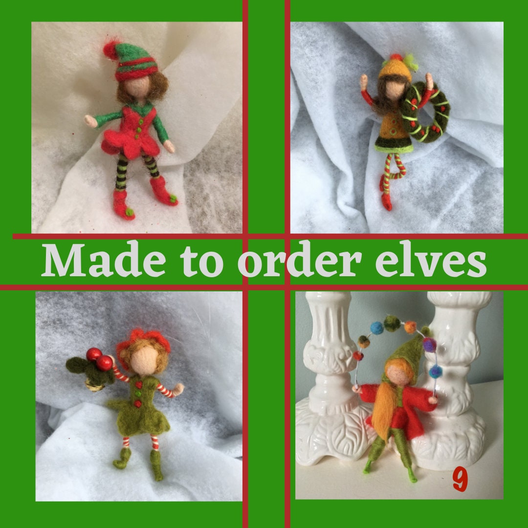 Little Elf, Made to Order Elf Ornament, Needle Felted Ornament, Felted ...