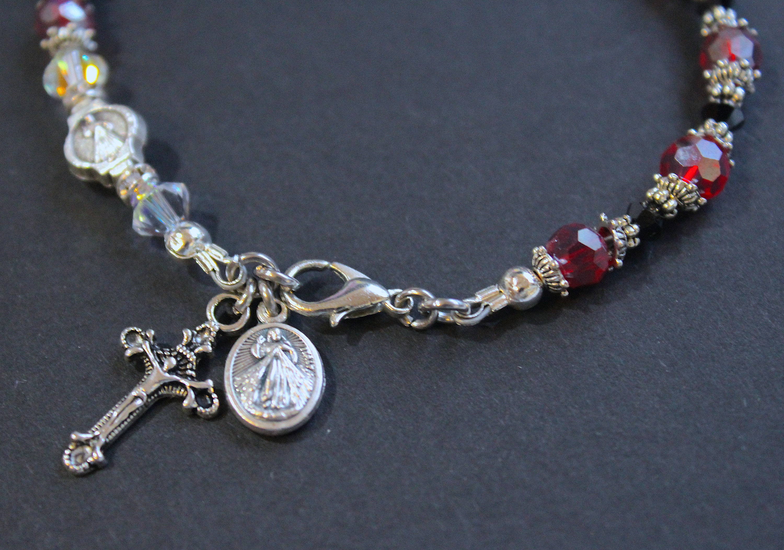 Divine Mercy Swarovski Crystal & Glass Crystal Bead Chaplet Bracelet - Etsy