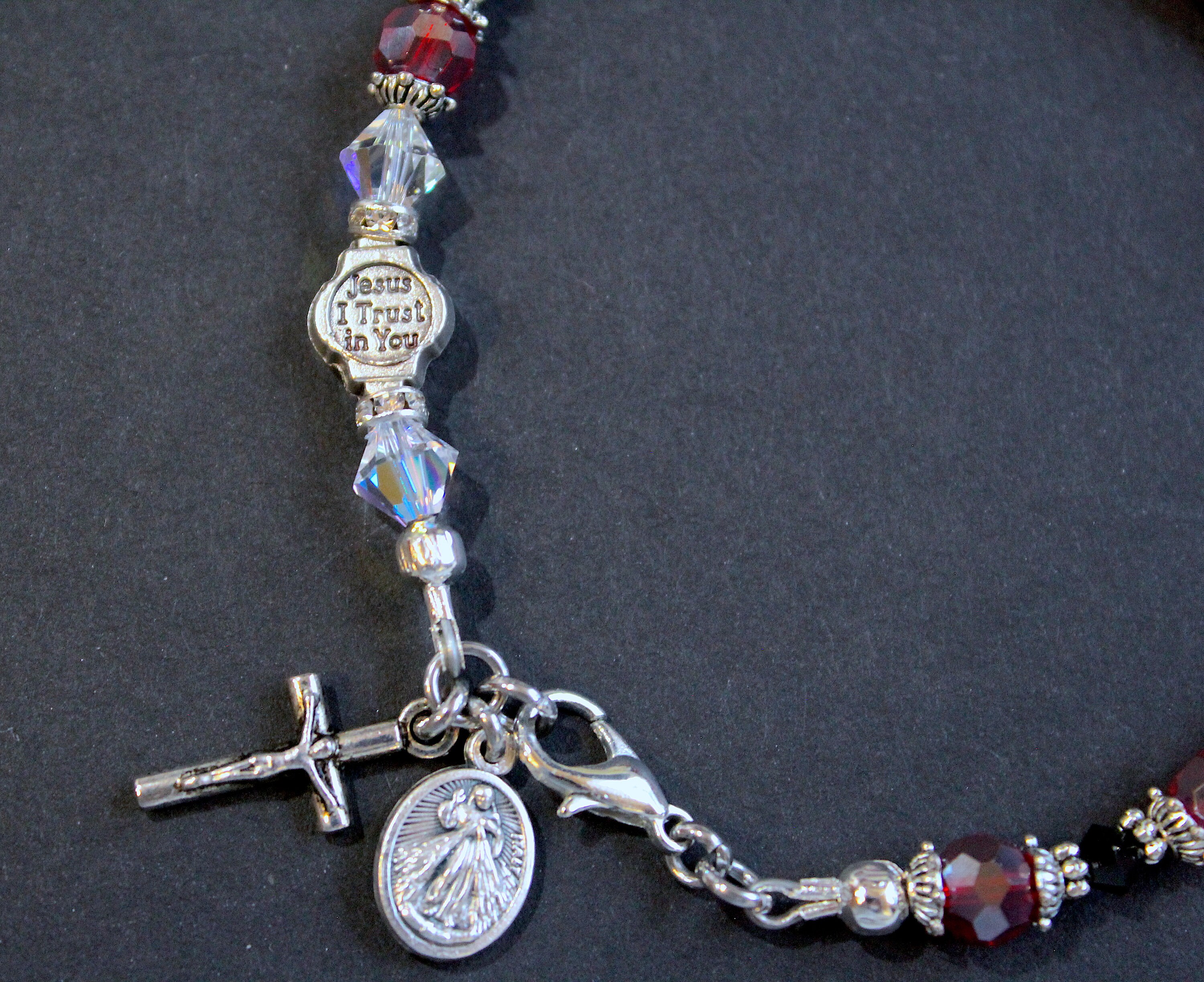 Divine Mercy Swarovski Crystal & Glass Crystal Bead Chaplet Bracelet - Etsy