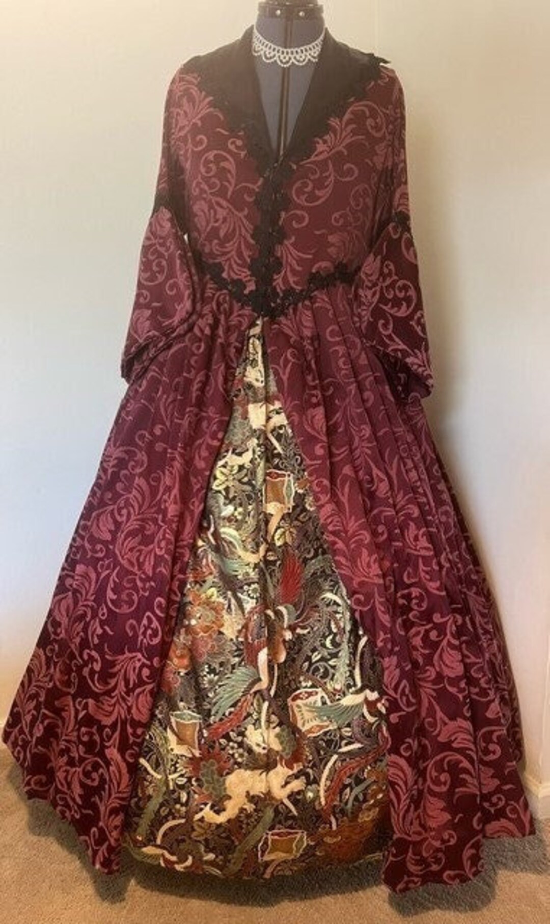 Renaissance Gown in Maroon and Black With Kirtle - Etsy
