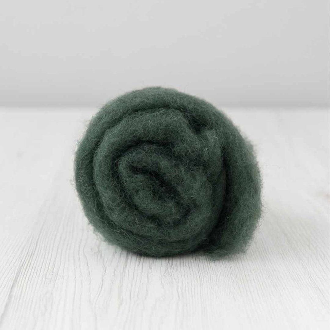 Carded Maori Wool Batt Fir Green, for Needle Felting, Felting Supplies ...