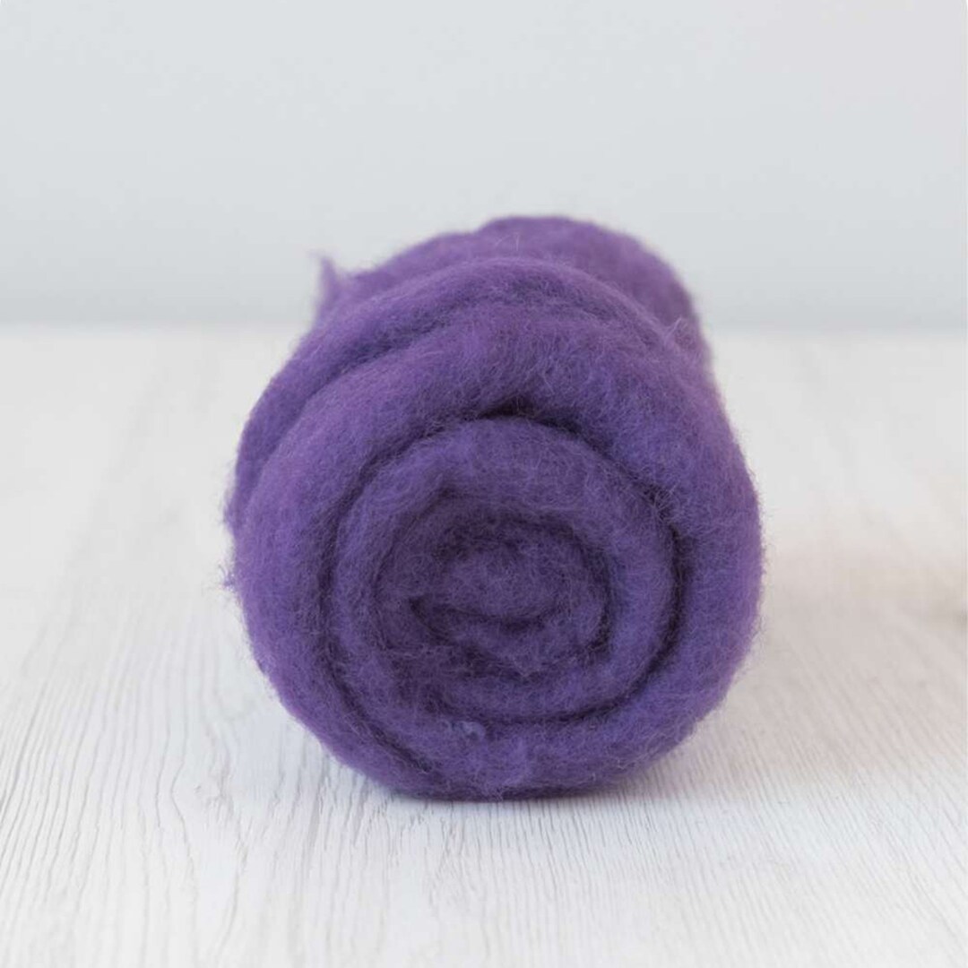 Carded Bergschaf Wool Batt - Violet for Wet Felting, Needle Felting ...