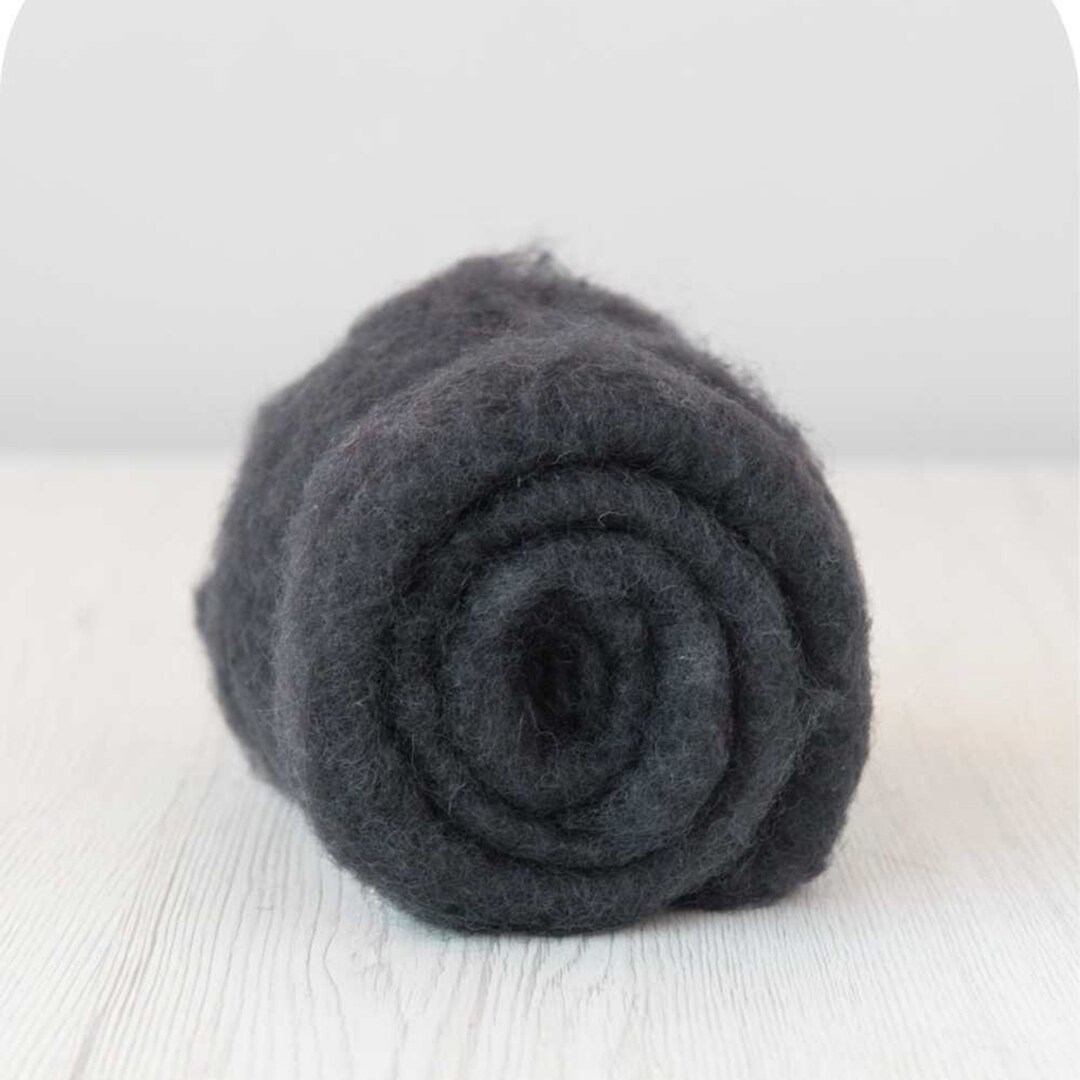 Carded Maori Wool Batt - Graphite, for Needle Felting, Felting Supplies ...