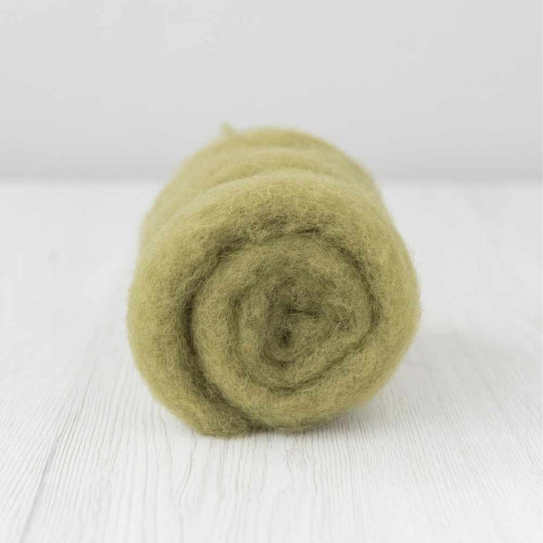 Carded Maori Wool Batt Asparagus, for Needle Felting, Felting Supplies ...