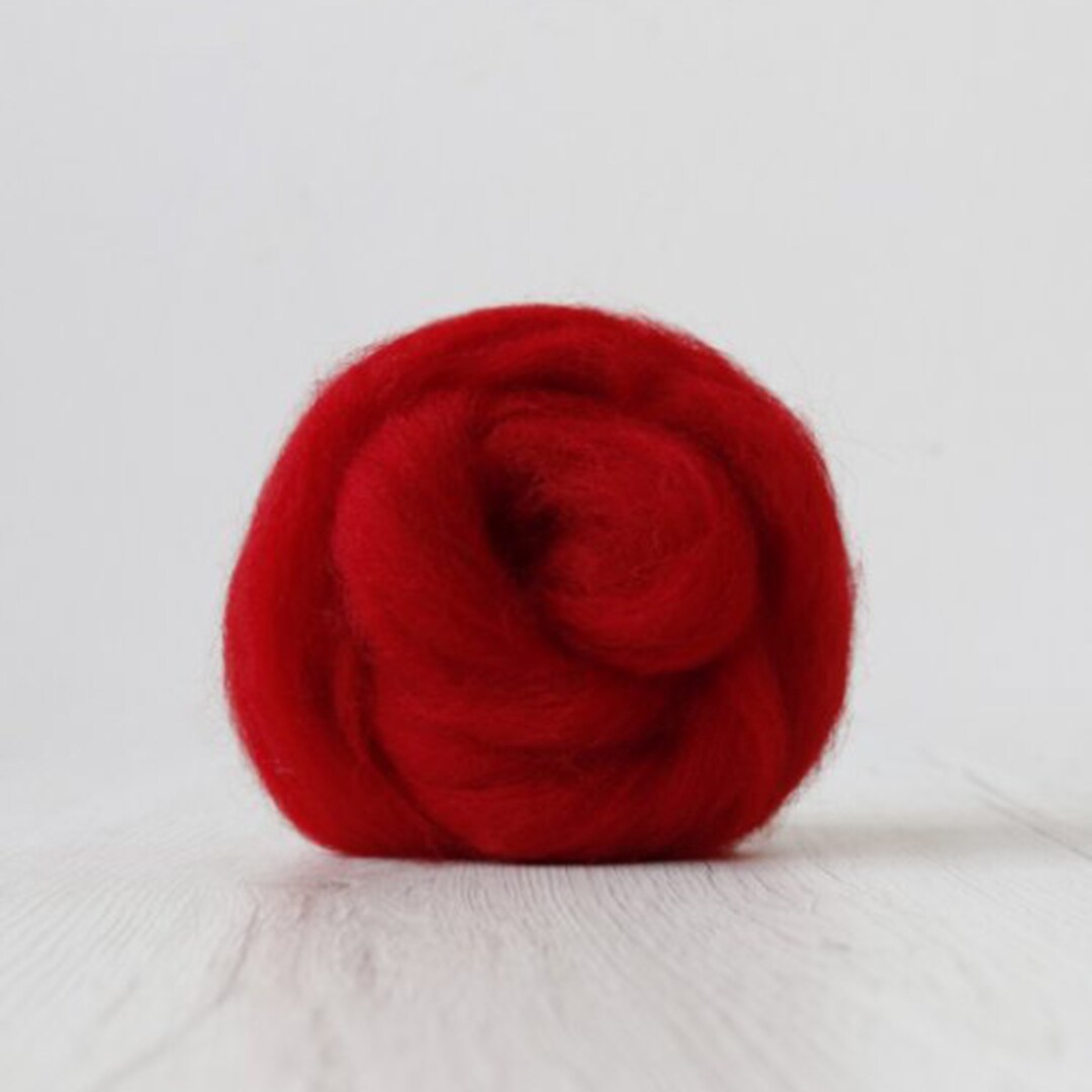 27 Micron Corriedale Wool Top Passion Red for Wet Felting, Nuno Felting ...