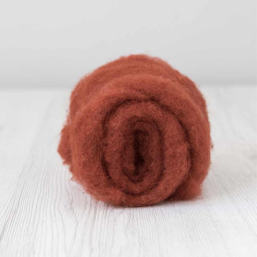 Carded Maori Wool Batt Rust, for Needle Felting, Felting Supplies ...