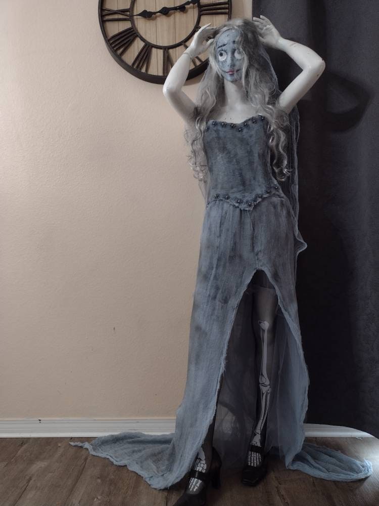 Custom Corpse Bride Emily Costume, Greyish Blue Cosplay, Halloween ...