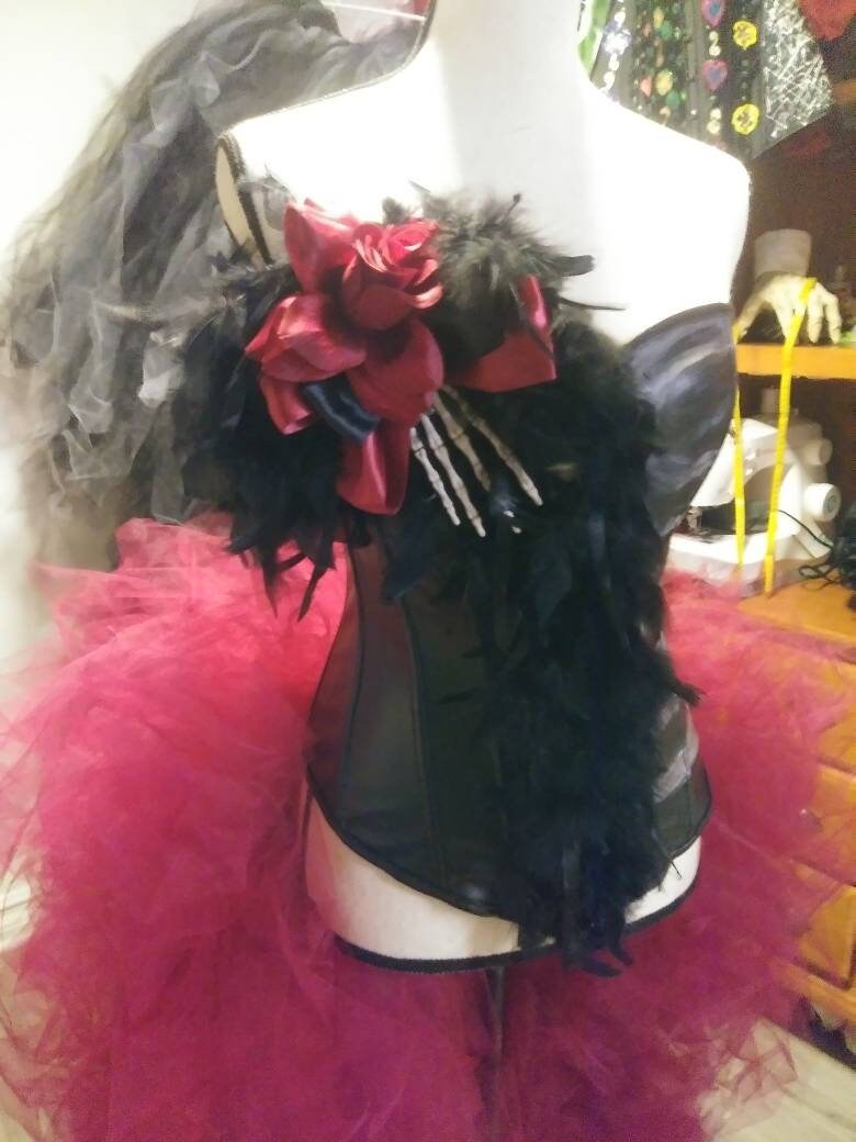 Custom Corset Costume, Tulle Bustle Skirt, Day of the Dead, Halloween ...