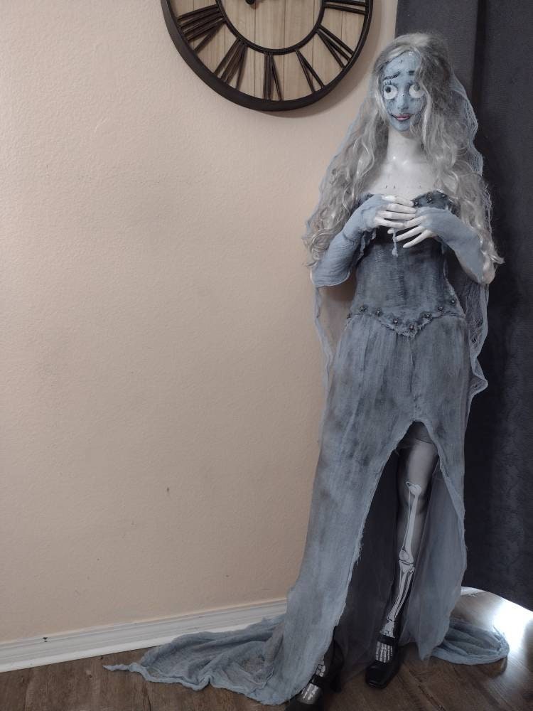 Custom Corpse Bride Emily Costume, Greyish Blue Cosplay, Halloween ...