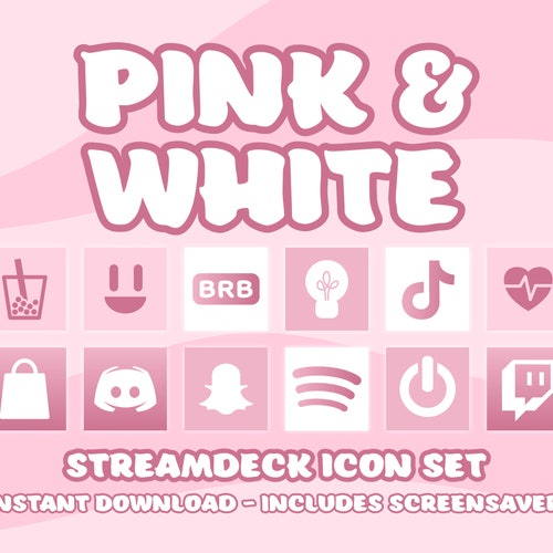 STREAM DECK ICONS Pink and White Graphics for Elgato - Etsy