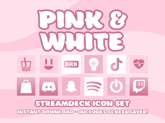 STREAM DECK ICONS Pink and White Graphics for Elgato - Etsy