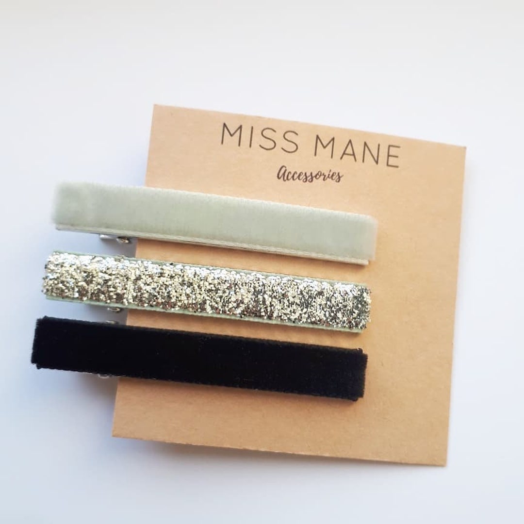 Velvet Hair Clips, Bar Hair Clips, Adult Hair Clip, Sparkly Hair Clip ...