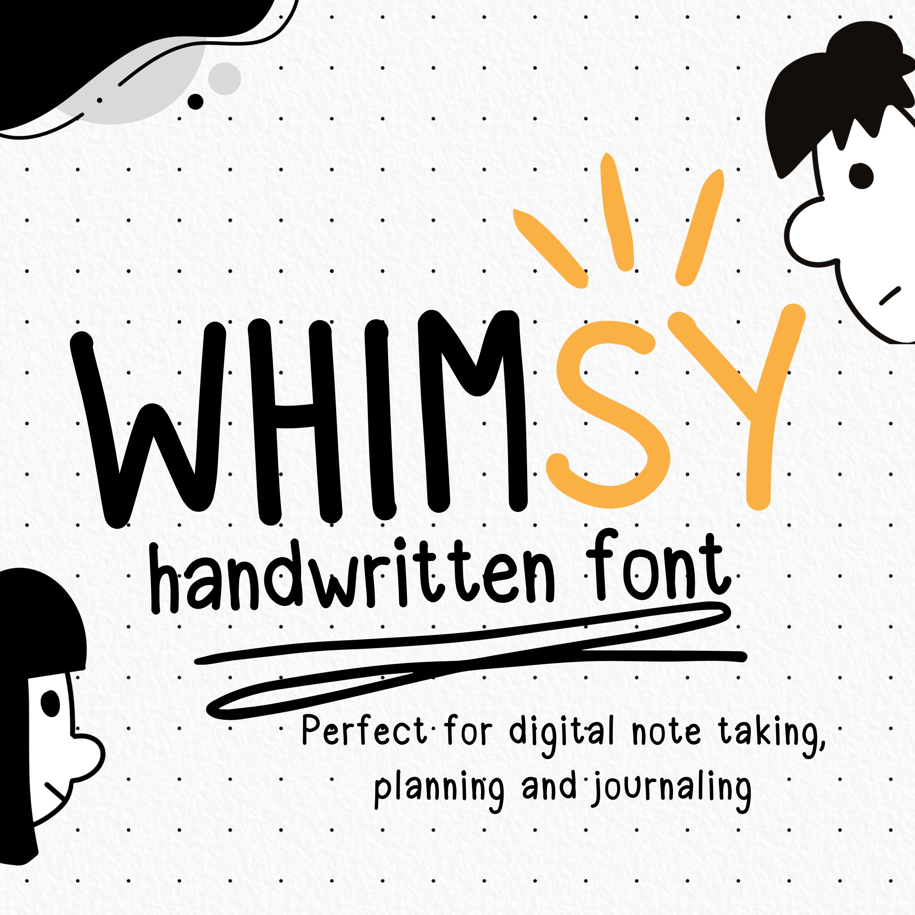 Whimsy Handwritten Font, Goodnotes Fonts, Notability Fonts, Procreate ...
