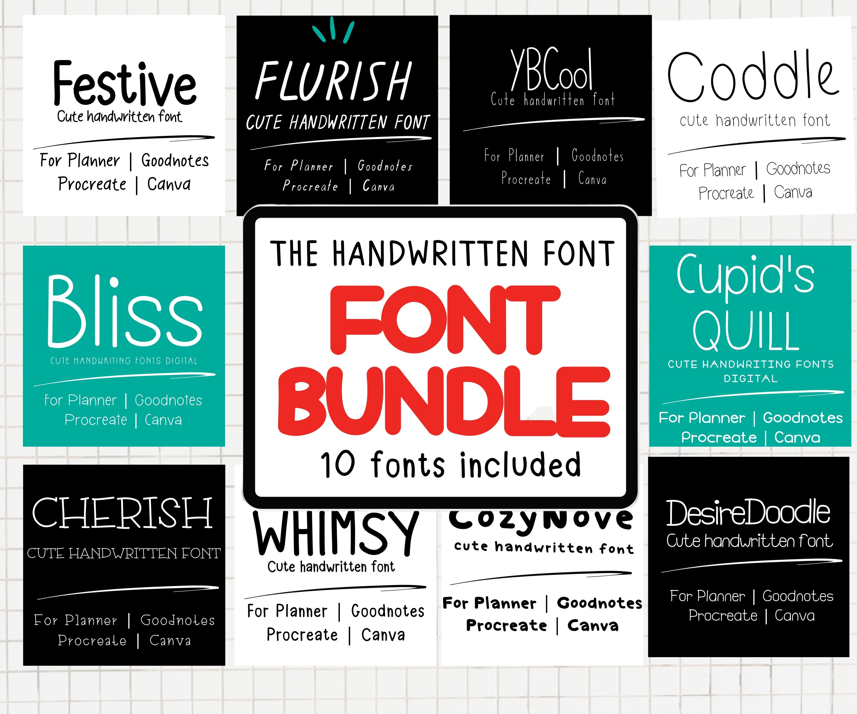 Goodnotes Handwritten Font Bundle Digital Planning, Digital Journaling ...