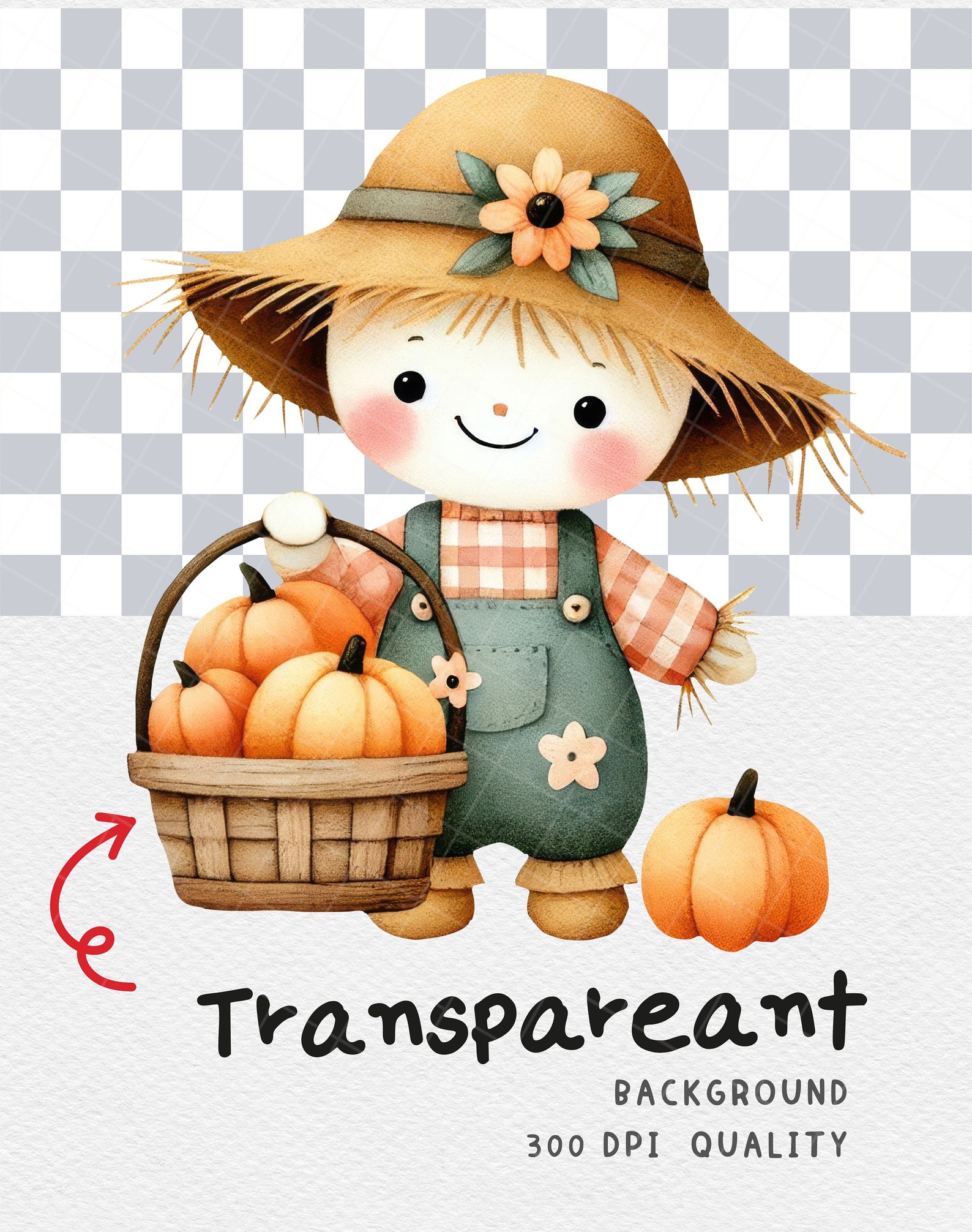 Happy Scarecrow Harvest Clipart Fall Fun PNG Harvest PNG Images Kawaii ...