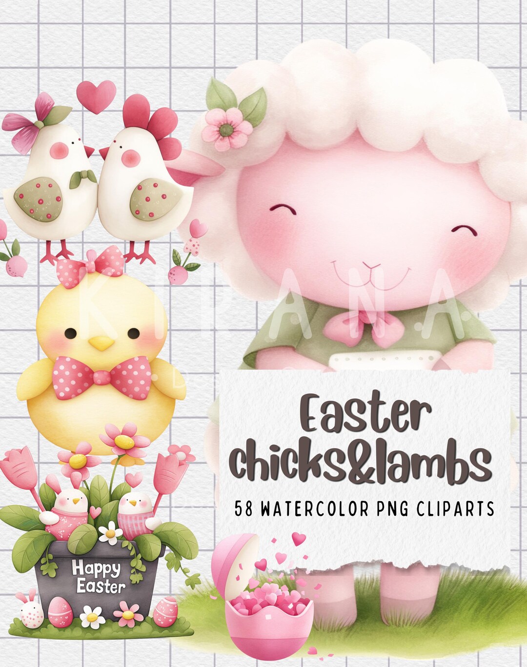 Easter Spring Chicks and Lambs Digital Download, Cute Baby Animals ...