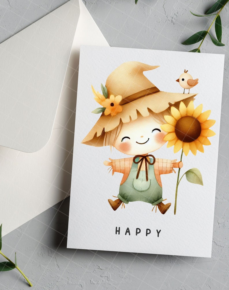 Happy Scarecrow Harvest Clipart Fall Fun PNG Harvest PNG Images Kawaii ...