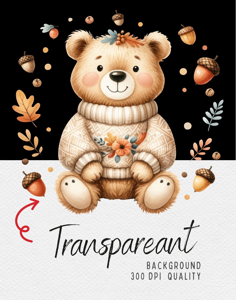 Animals Autumn Set A Clipart - 34 Cute Watercolor Pngs Set Watercolor ...