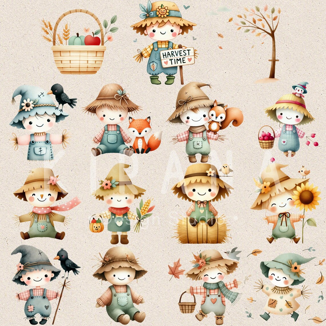 Happy Scarecrow Harvest Clipart | Fall Fun PNG | Harvest PNG Images ...
