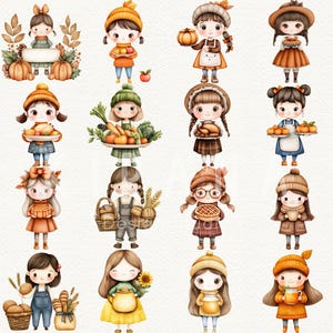 Thanksgiving Watercolor Clipart Set 32 PNG Elements, Cute Harvest ...