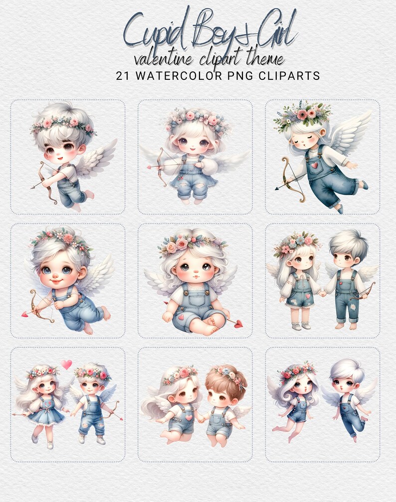 Adorable Cupid Boy and Girl Clipart Collection | - Valentine's Day ...