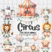 Circus Watercolor Clipart PNG Adorable Animals and Cheerful Elements ...