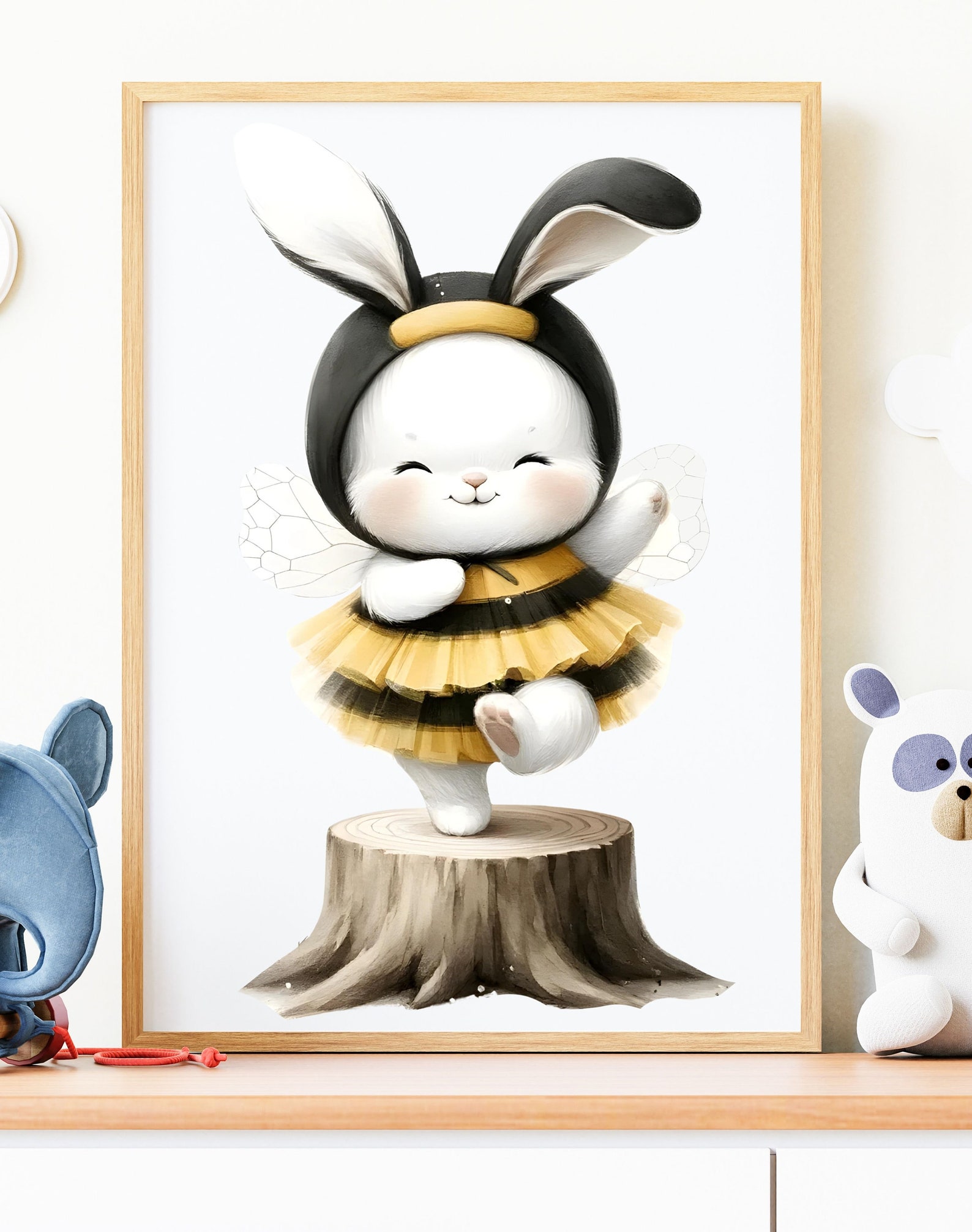Bunny Bee-themed Watercolor Clipart Cute Bumblebee Rabbit Illustrations ...