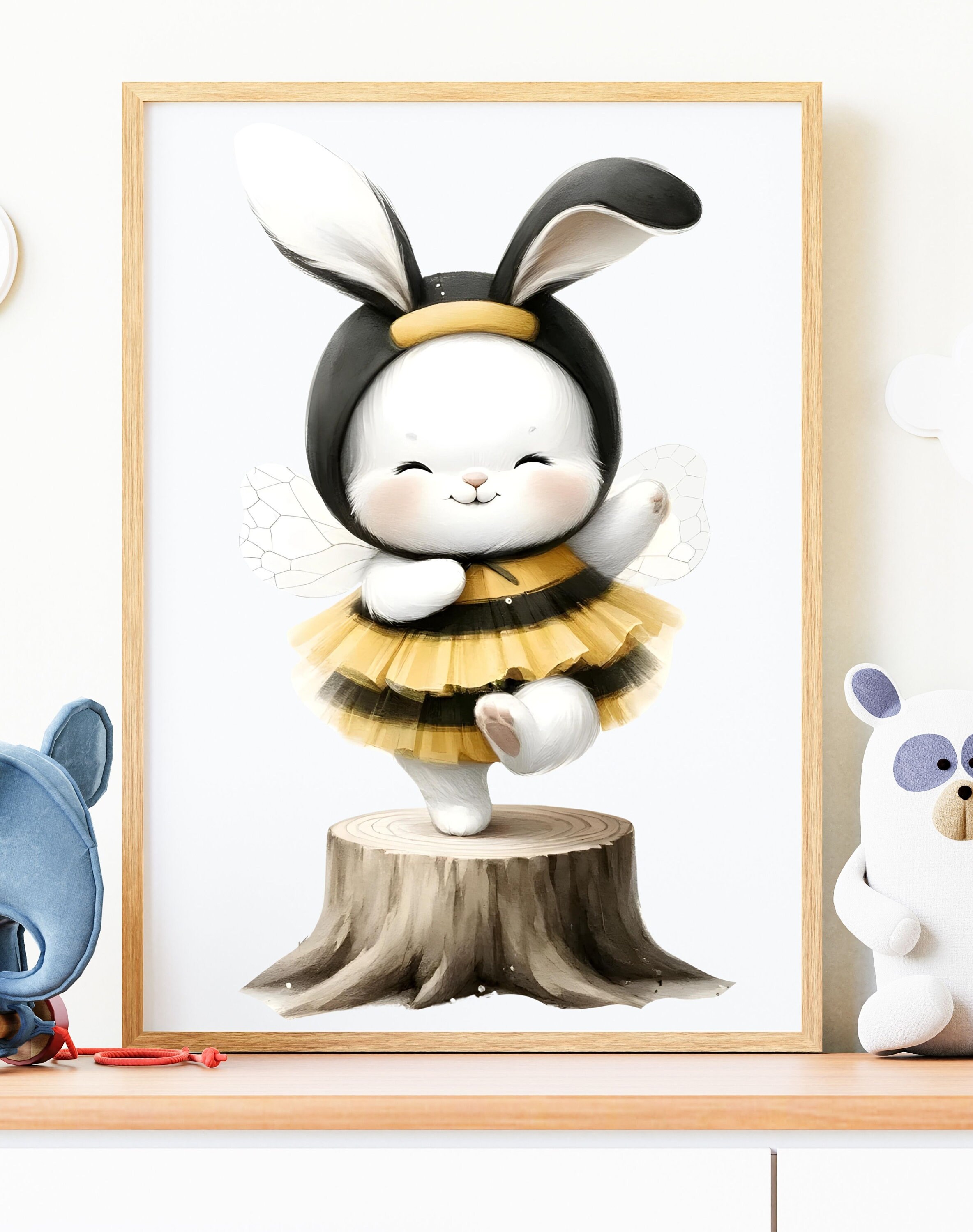 Bunny Bee-themed Watercolor Clipart - Cute Bumblebee Rabbit ...
