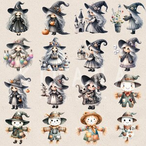 Halloween Witch Black Clipart Set - 31 PNG Elements, Cute Witch ...