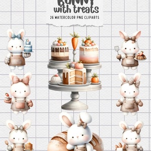 Sweet Bunny Delights Clipart Set, a Collection of 25 Charming ...