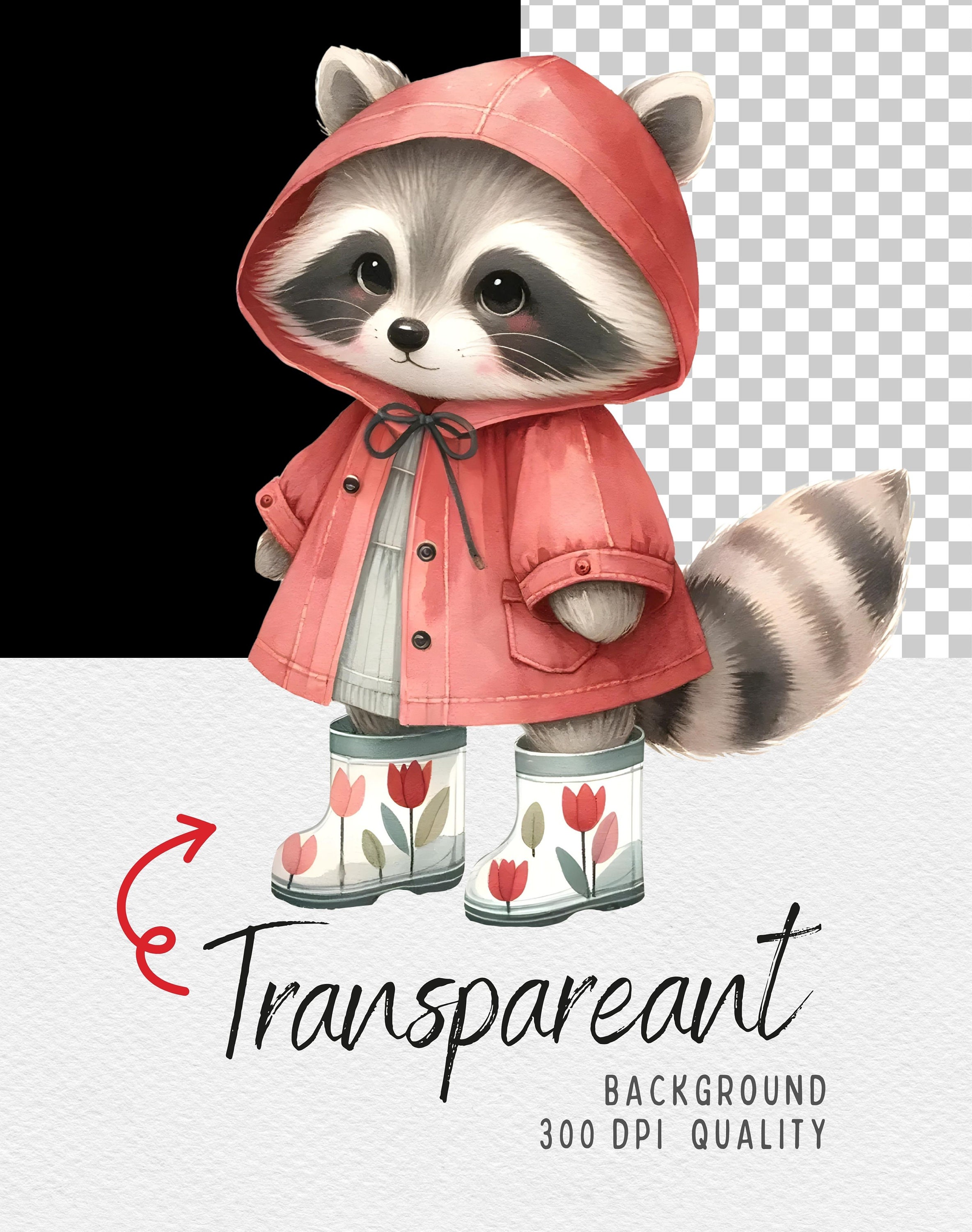 Rainy Day Buddies : Adorable Animals in Raincoats Clipart Set ...