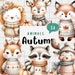 Animals Autumn Set A Clipart - 34 Cute Watercolor Pngs Set Watercolor ...