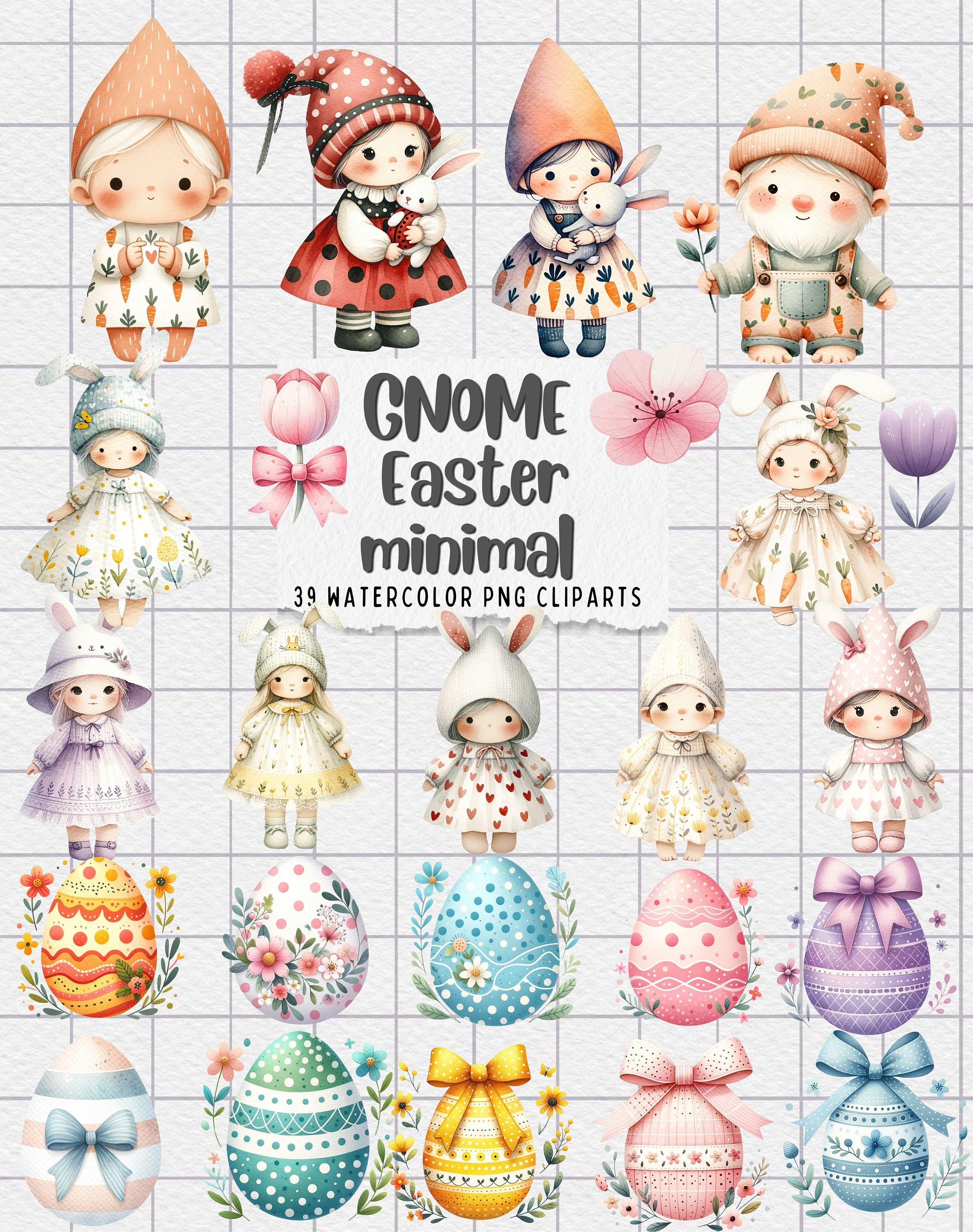 Easter Gnome Clipart: Watercolor PNG Collection (digital Download) - Etsy