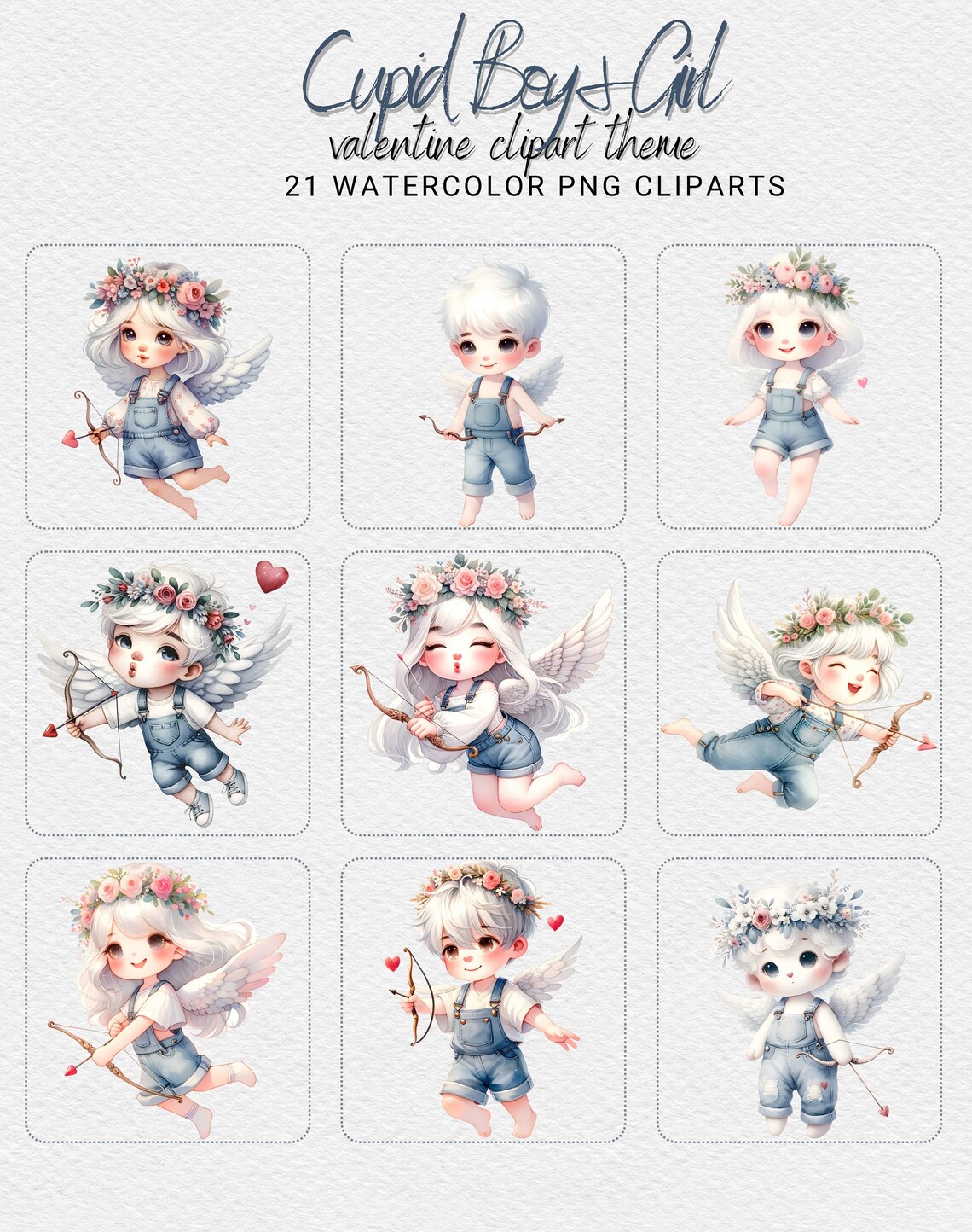 Adorable Cupid Boy and Girl Clipart Collection Valentine's Day Special ...