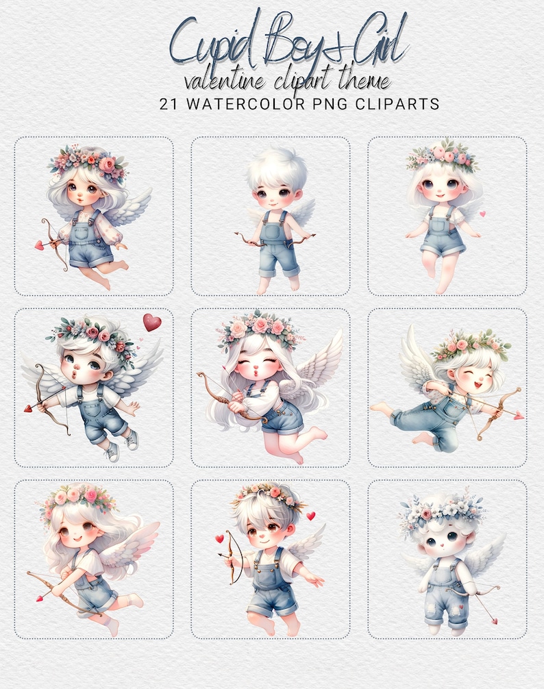 Adorable Cupid Boy and Girl Clipart Collection | - Valentine's Day ...