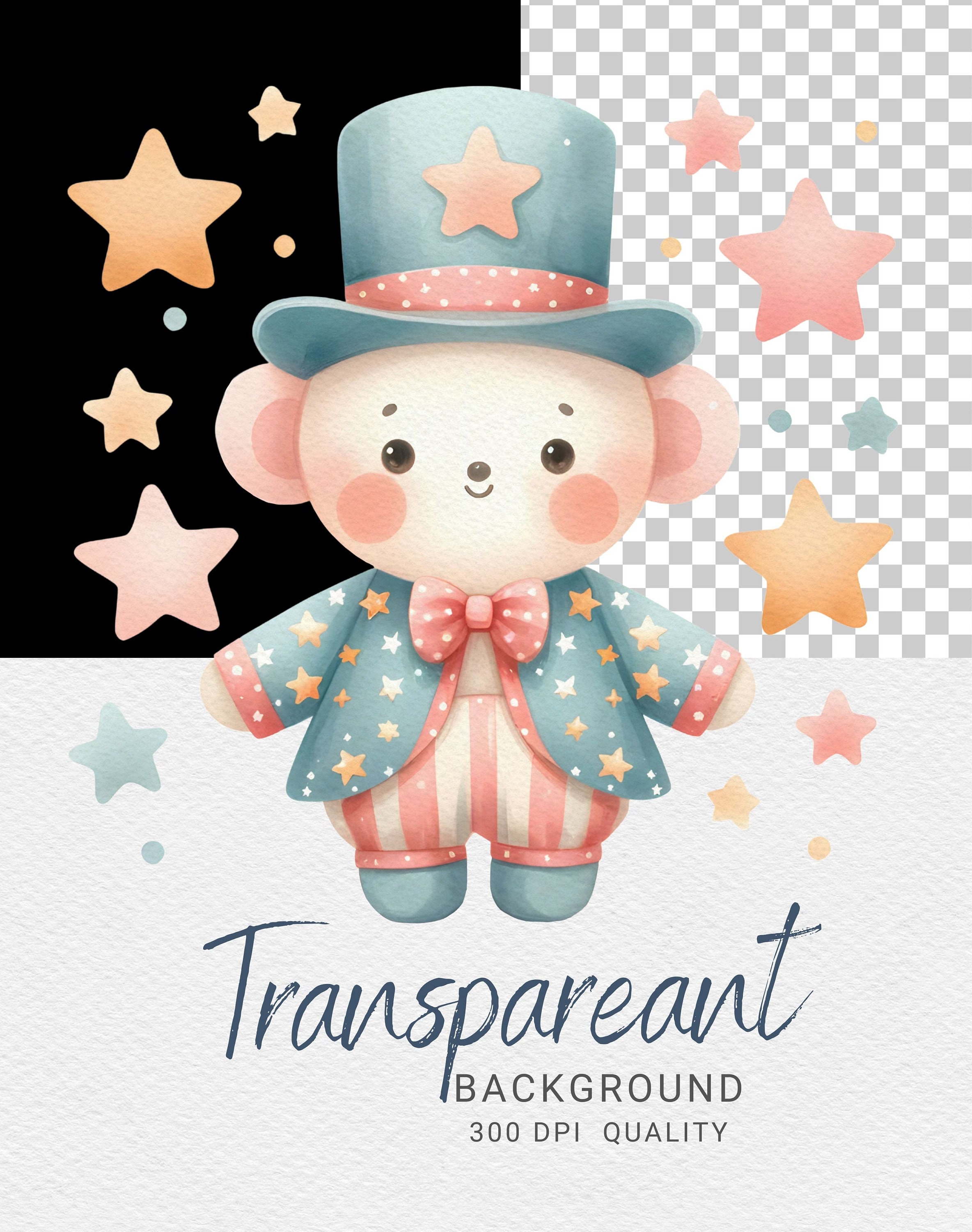 Circus Watercolor Clipart PNG - Adorable Animals and Cheerful Elements ...