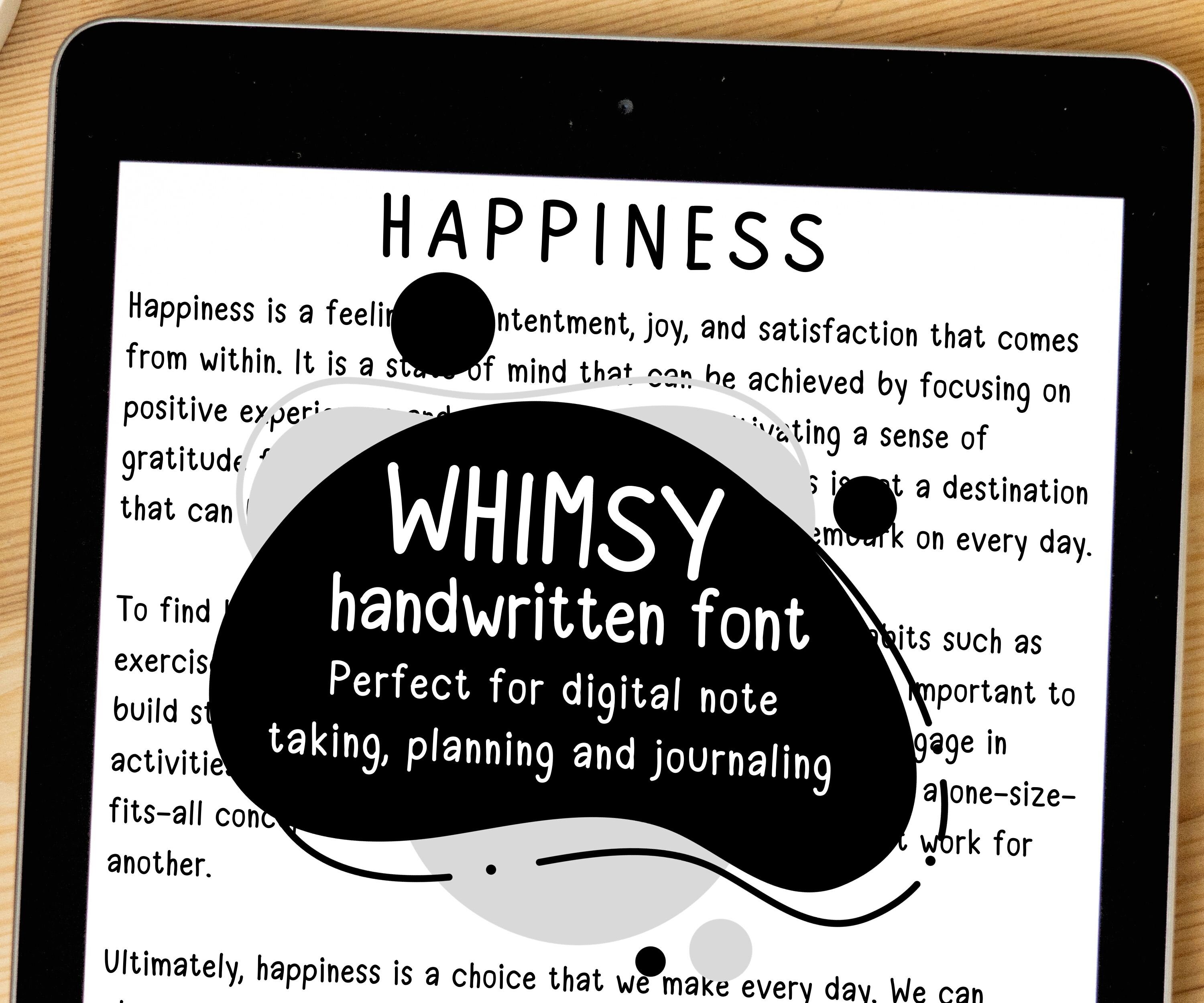 Whimsy Handwritten Font, Goodnotes Fonts, Notability Fonts, Procreate ...