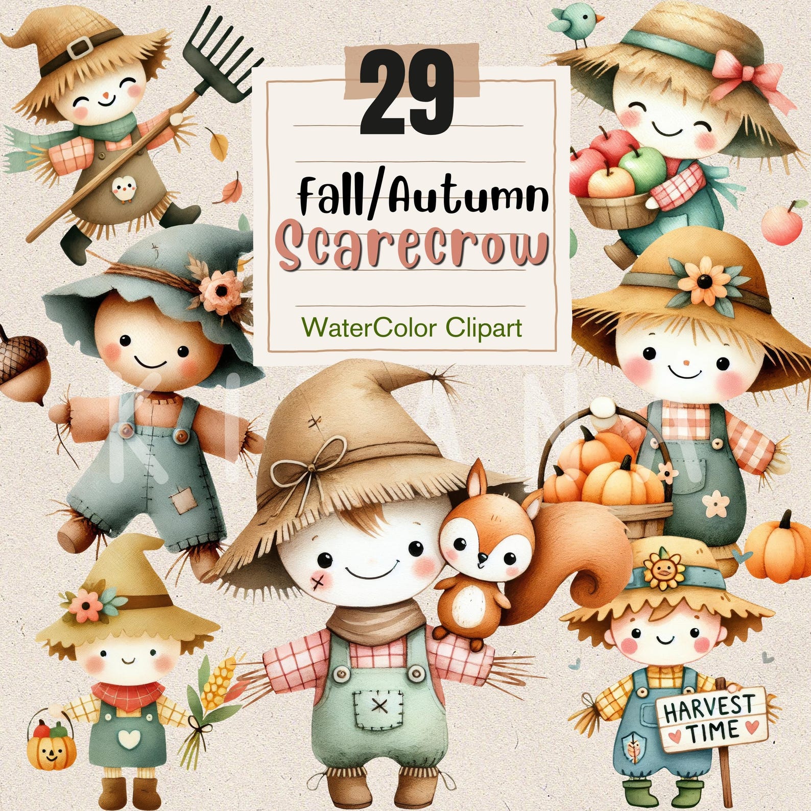 Happy Scarecrow Harvest Clipart | Fall Fun PNG | Harvest PNG Images ...