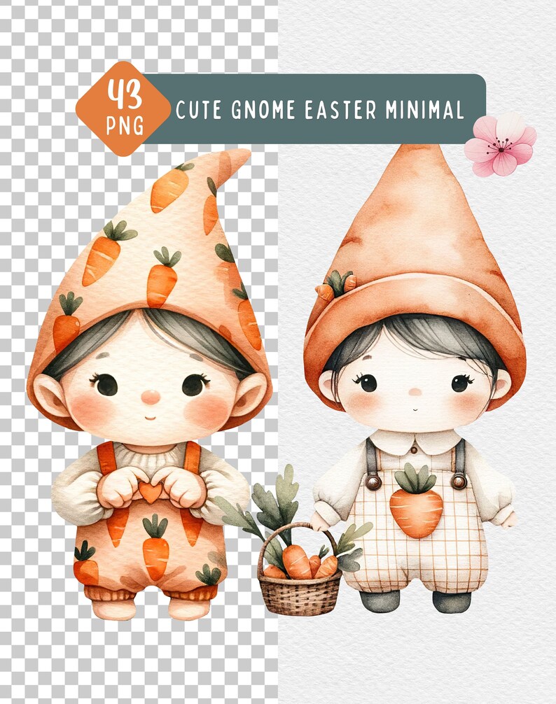 Adorable Easter Gnome Clipart Collection,easter Gnome Minimal, Perfect ...