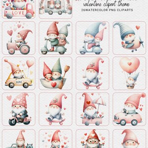 Cute Gnome With Vehicle | Gnome Valentine Watercolor | Clipart for Kids ...