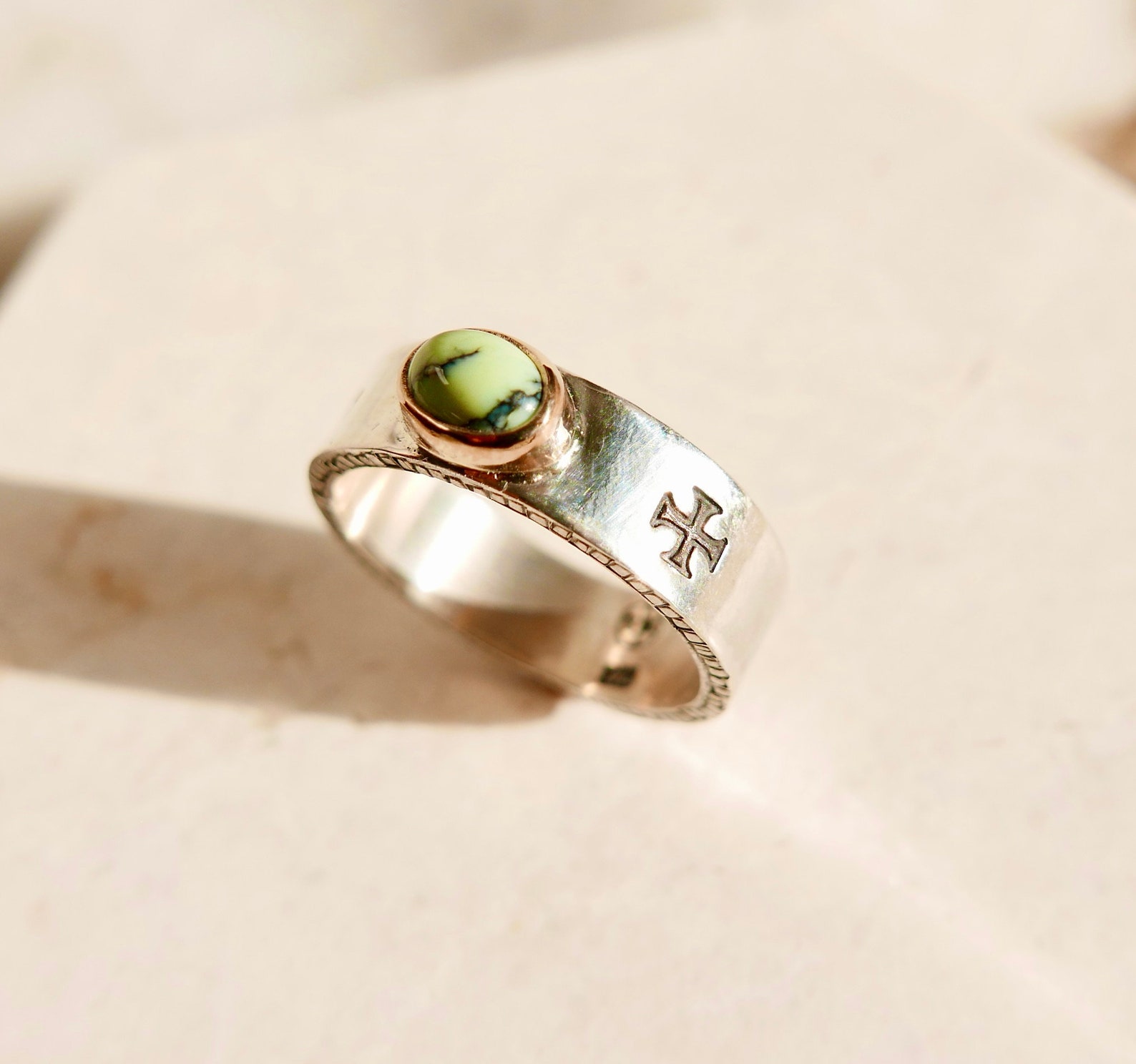 Variscite Ring Men's Ring Cross Ring Made in USA - Etsy