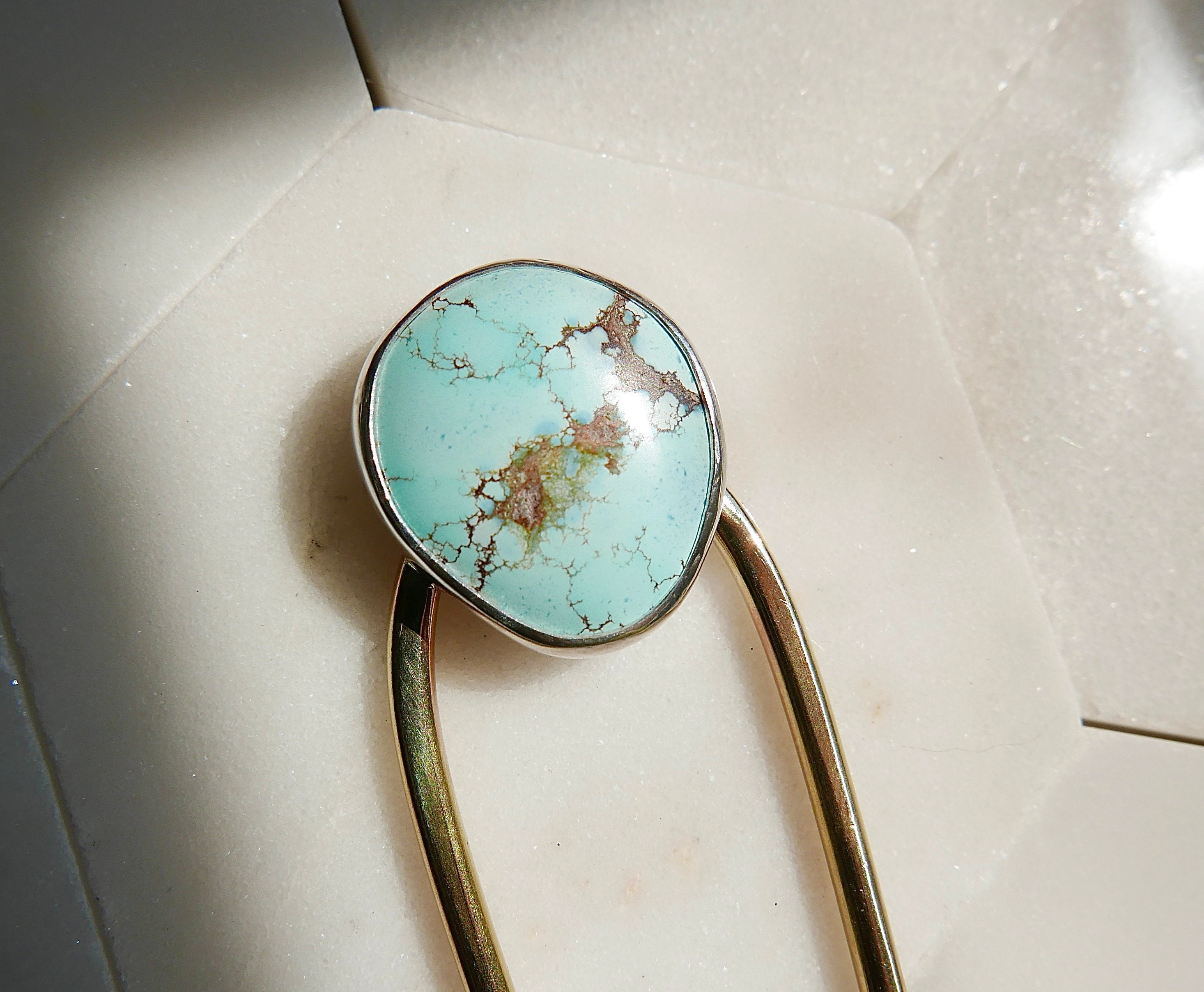 Gold Hill Turquoise Hair Pin Southwestern Hair Pin Sterling - Etsy