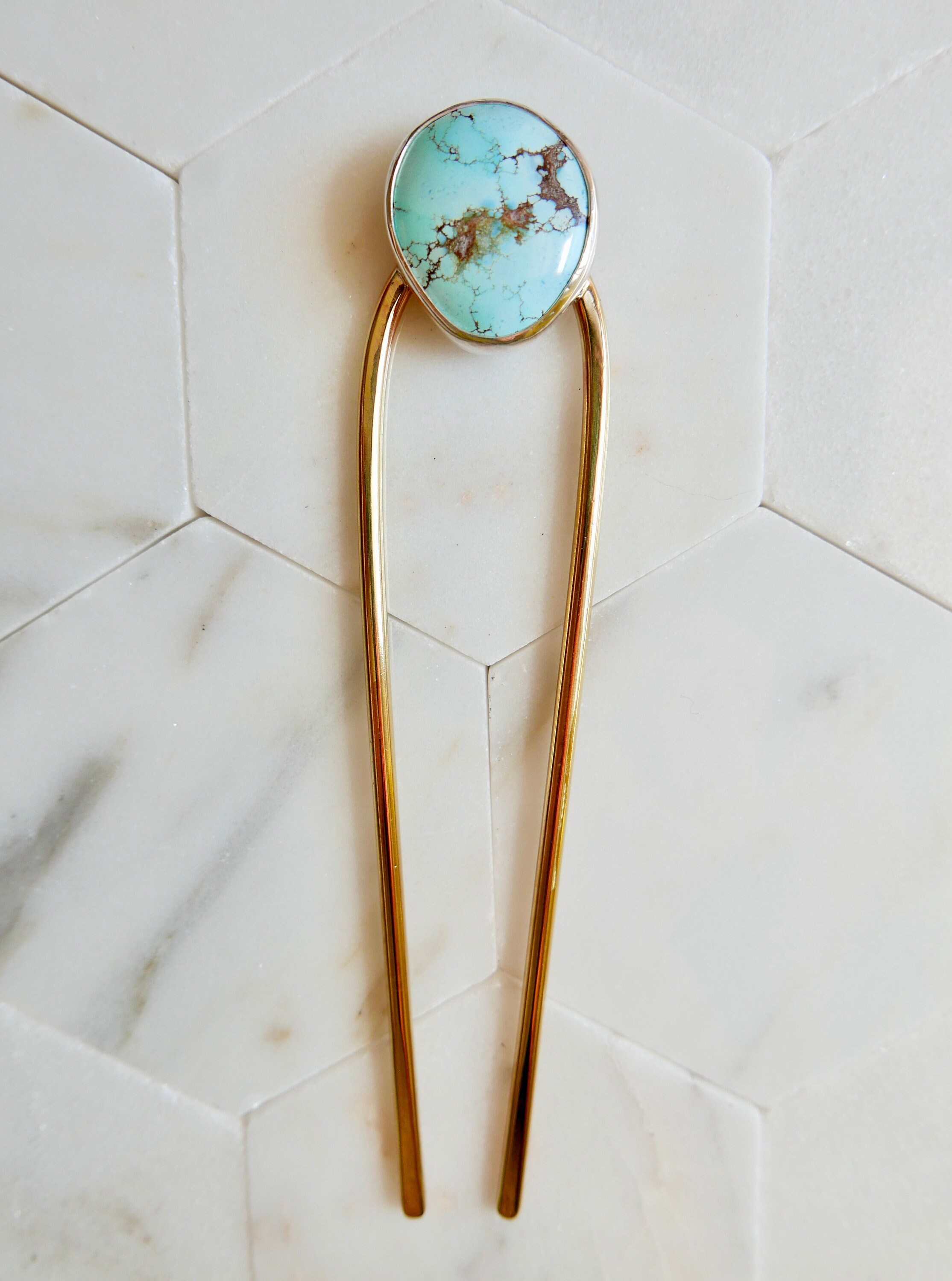 Gold Hill Turquoise Hair Pin Southwestern Hair Pin Sterling - Etsy