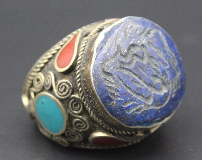 Vintage Afghan Ring, Arabic Scripture Intaglio Belly Dance Ring, Tribal ...