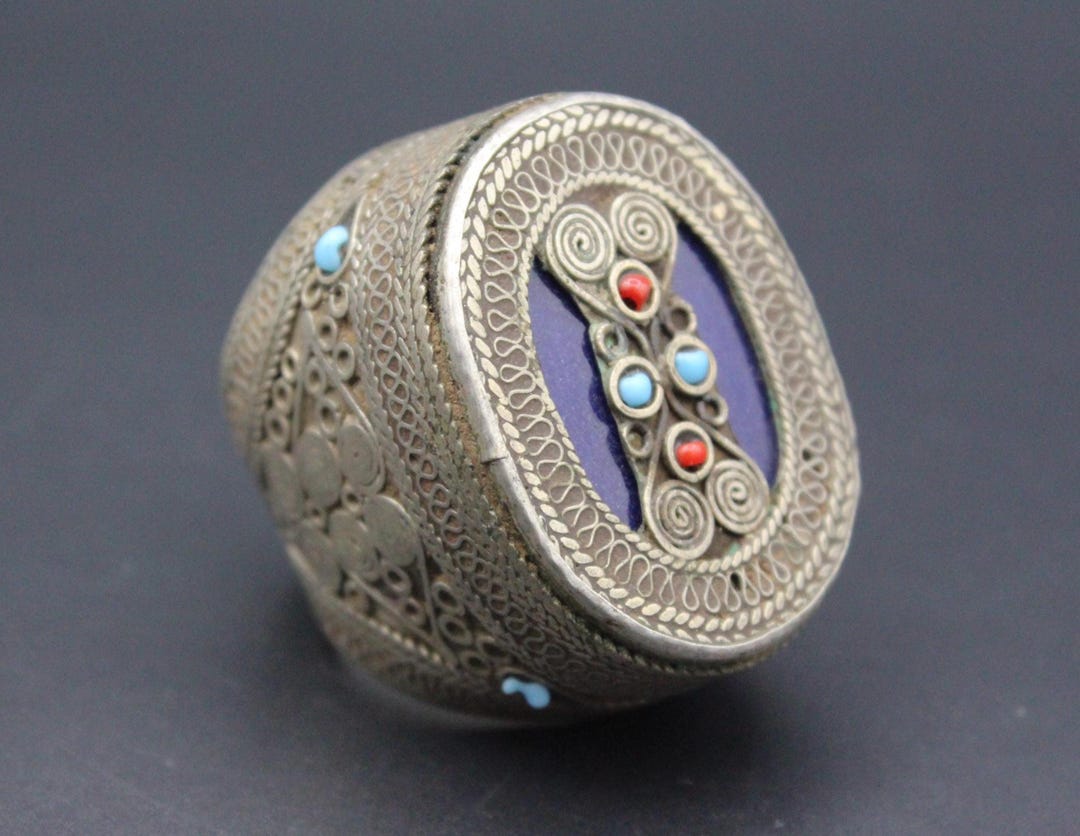 Vintage Uzbek Silver Ring, Vintage Ring, Large Carved Ring, Ethnic ...