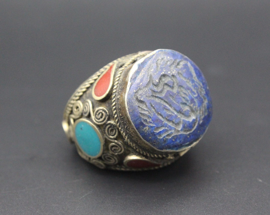 Vintage Afghan Ring, Arabic Scripture Intaglio Belly Dance Ring, Tribal ...