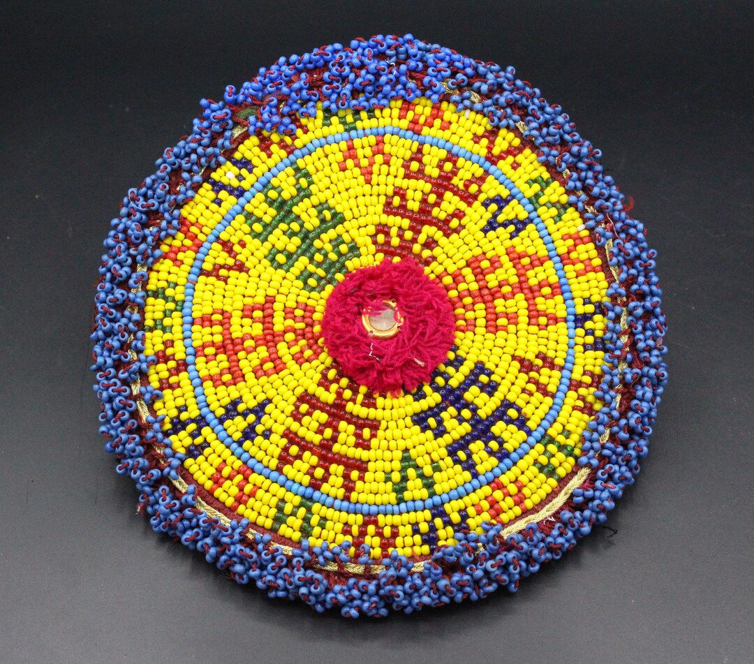 Vintage Kuchi Tribal Beaded Medallion: Afghan Costume Disc (7 Inches ...